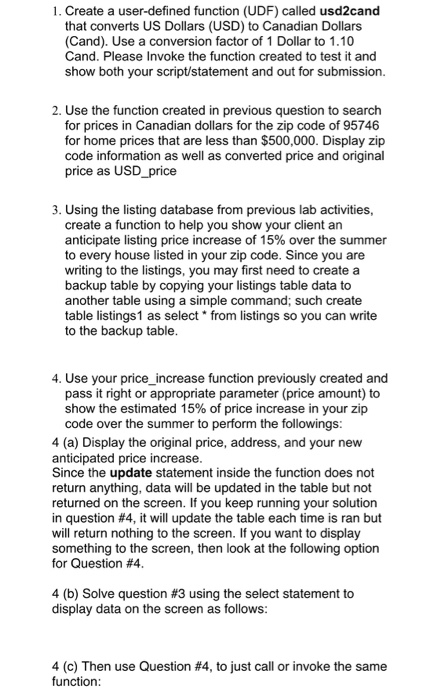 1. Create a user-defined function (UDF) called | Chegg.com