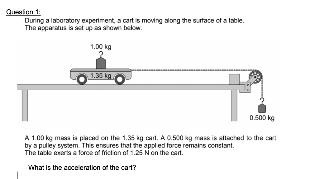 Solved Question 1: During a laboratory experiment, a cart is | Chegg.com