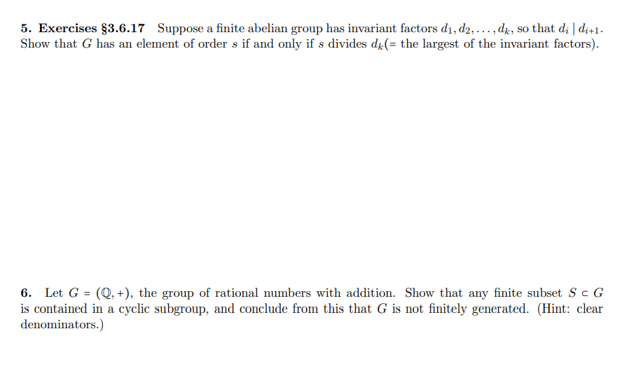 Solved 5. Exercises § 3.6.17 Suppose a finite abelian group | Chegg.com
