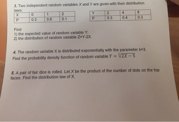 Solved 3. Two independent random variables X and Y are given | Chegg.com