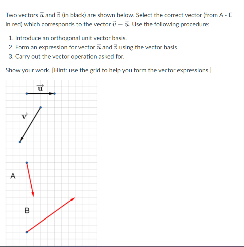 Two vectors u and v (in black) are shown below. | Chegg.com