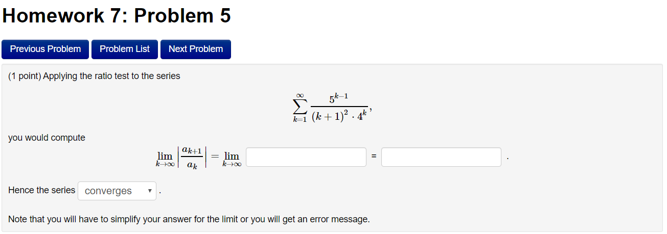 Solved Homework 7 Problem 5 Previous Problem Problem List