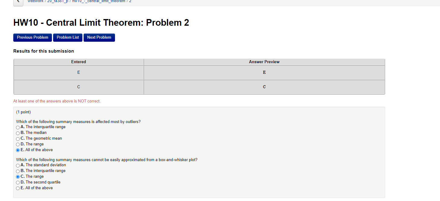Solved WebWork I 20_Ta301_P HW10 - Central Limit Theorem: | Chegg.com