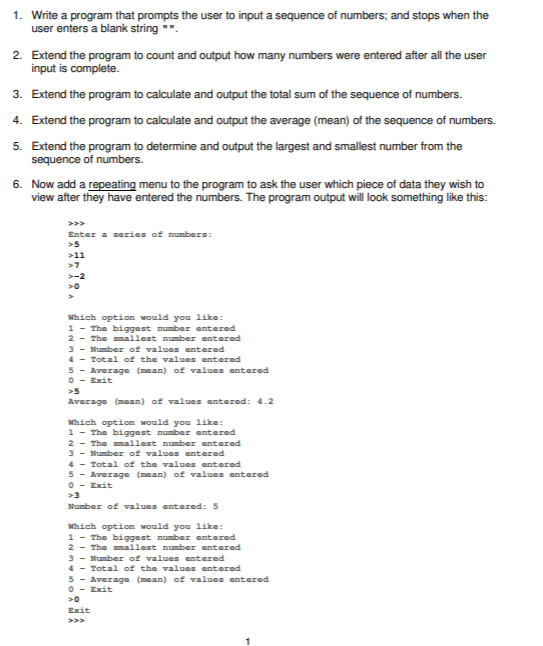 Solved 1. Write a program that prompts the user to input a | Chegg.com