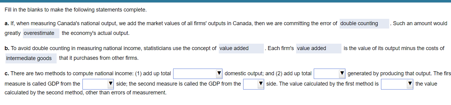 Solved Fill in the blanks to make the following statements | Chegg.com