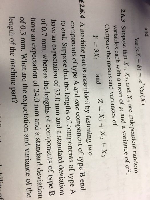 Solved and Var(aX+b)a Var(X) 2.6.3 Suppose that Xi, X2, and | Chegg.com