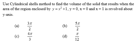 Solved Use Cylindrical shells method to find the volume of | Chegg.com