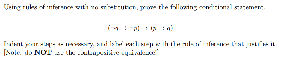 Solved Using rules of inference with no substitution, prove | Chegg.com