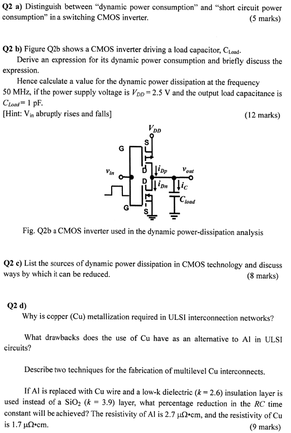 Solved Q2 a) Distinguish between "dynamic power consumption" | Chegg.com
