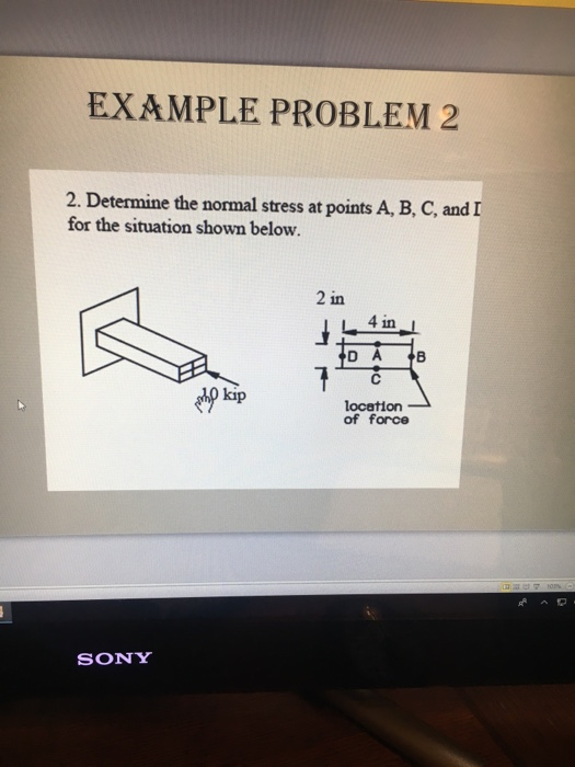 Solved EXAMPLE PROBLEM 2 2. Determine the normal stress at | Chegg.com