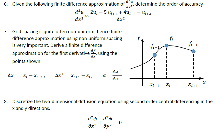 Solved d'u dx2 6. Given the following finite difference | Chegg.com