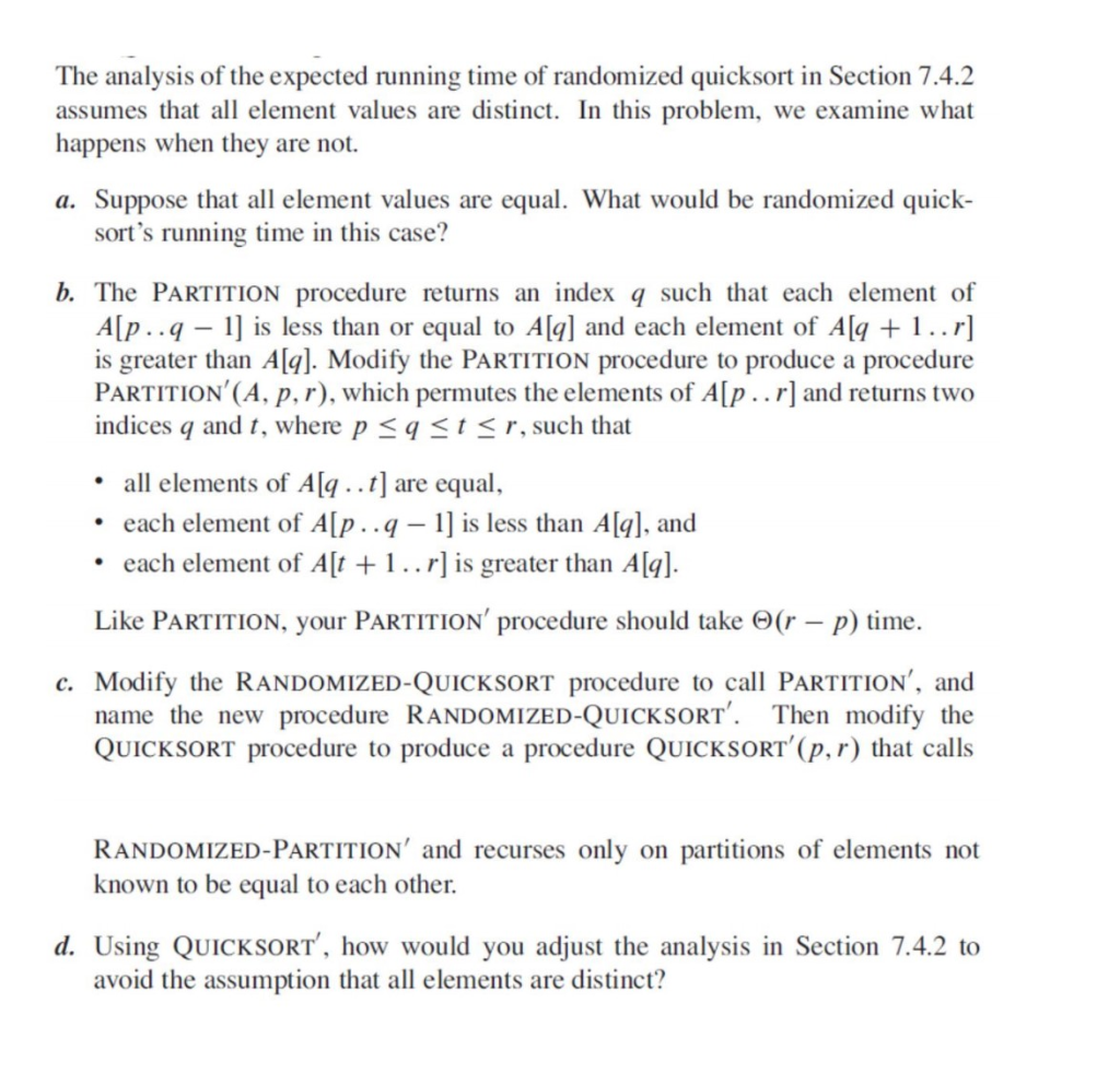 Solved The analysis of the expected running time of | Chegg.com