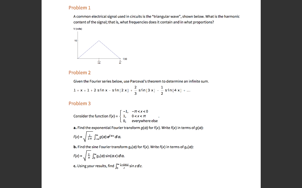 Solved Problem 1 A common electrical signal used in circuits | Chegg.com