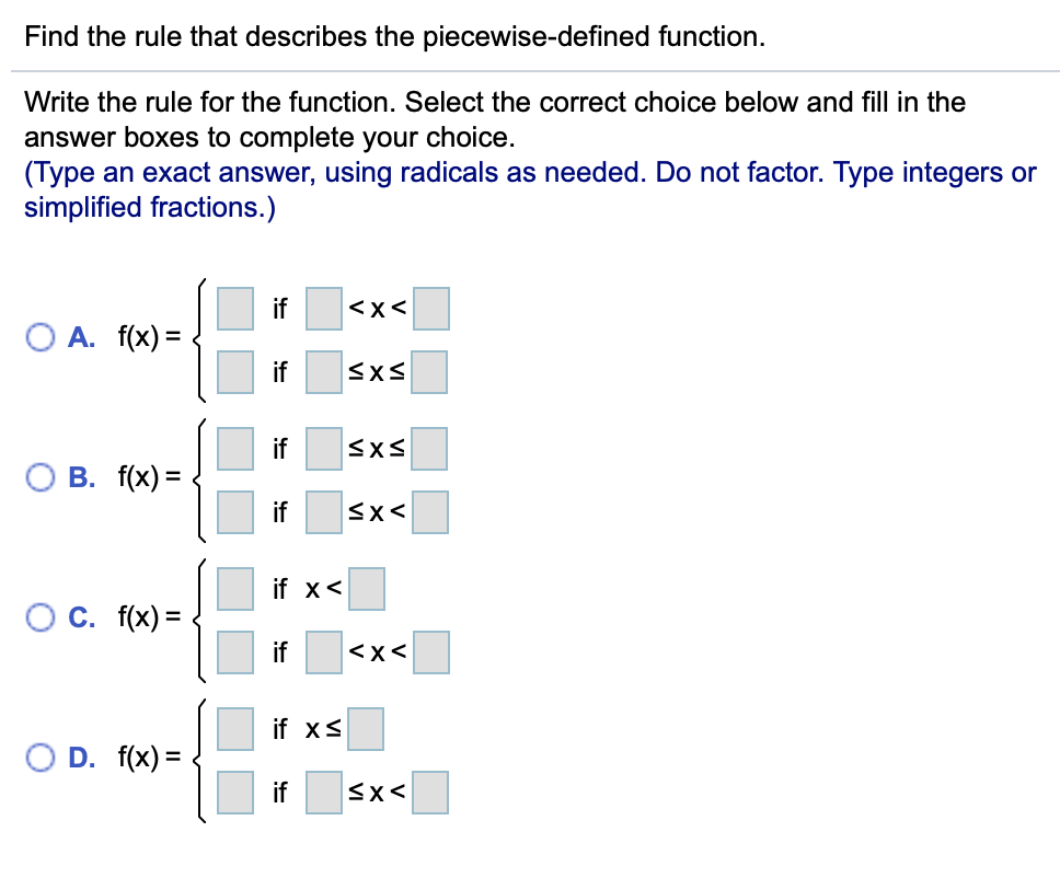 Solved Find the rule that describes the piecewise-defined | Chegg.com