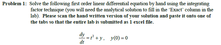 Solved Problem 1: Solve the following first order linear | Chegg.com