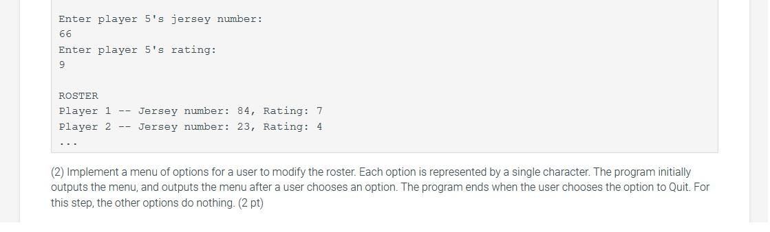 Solved 8.14 LAB*: Program: Soccer team roster This program | Chegg.com