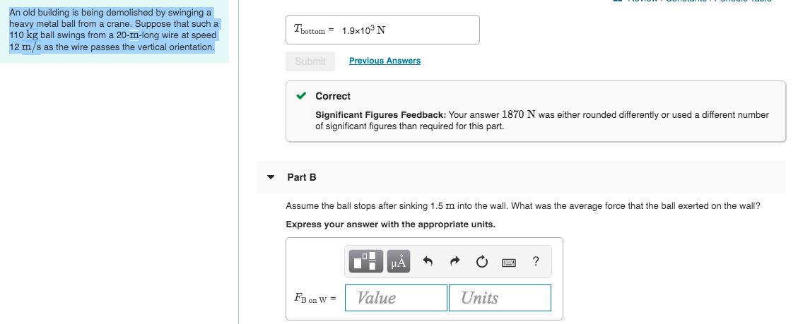 Solved An old building is being demolished by swinging a | Chegg.com