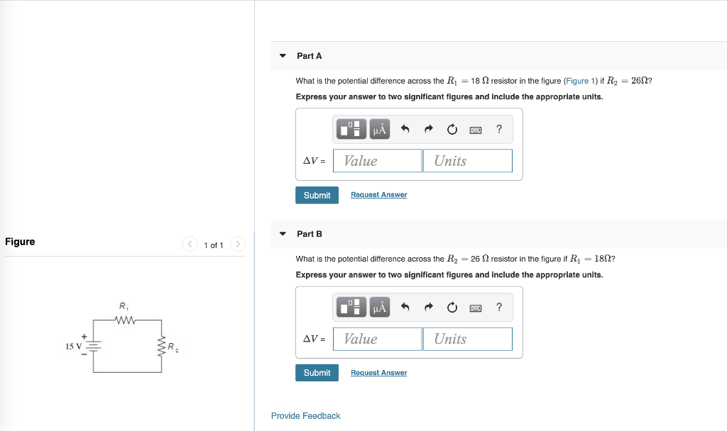 Solved Part A What is the potential difference across the R1 | Chegg.com