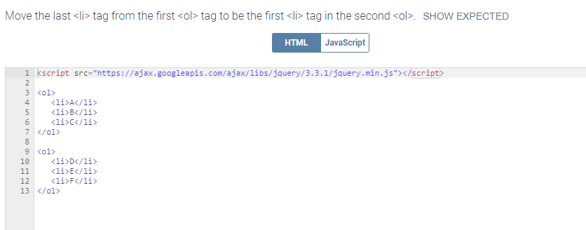 Solved Move the last tag from the first tag to be | Chegg.com
