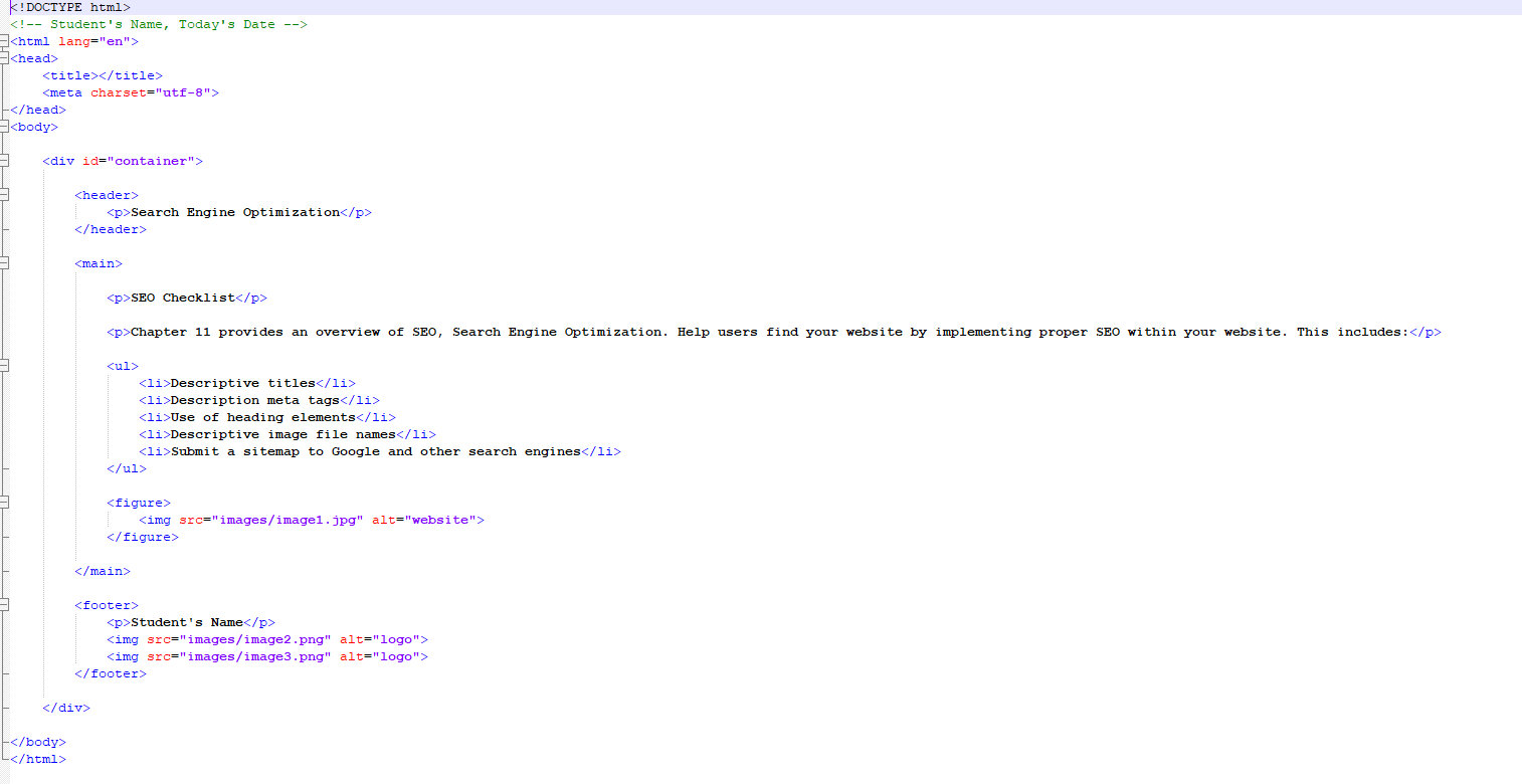 Solved Open the index.html file in your text editor from the | Chegg.com