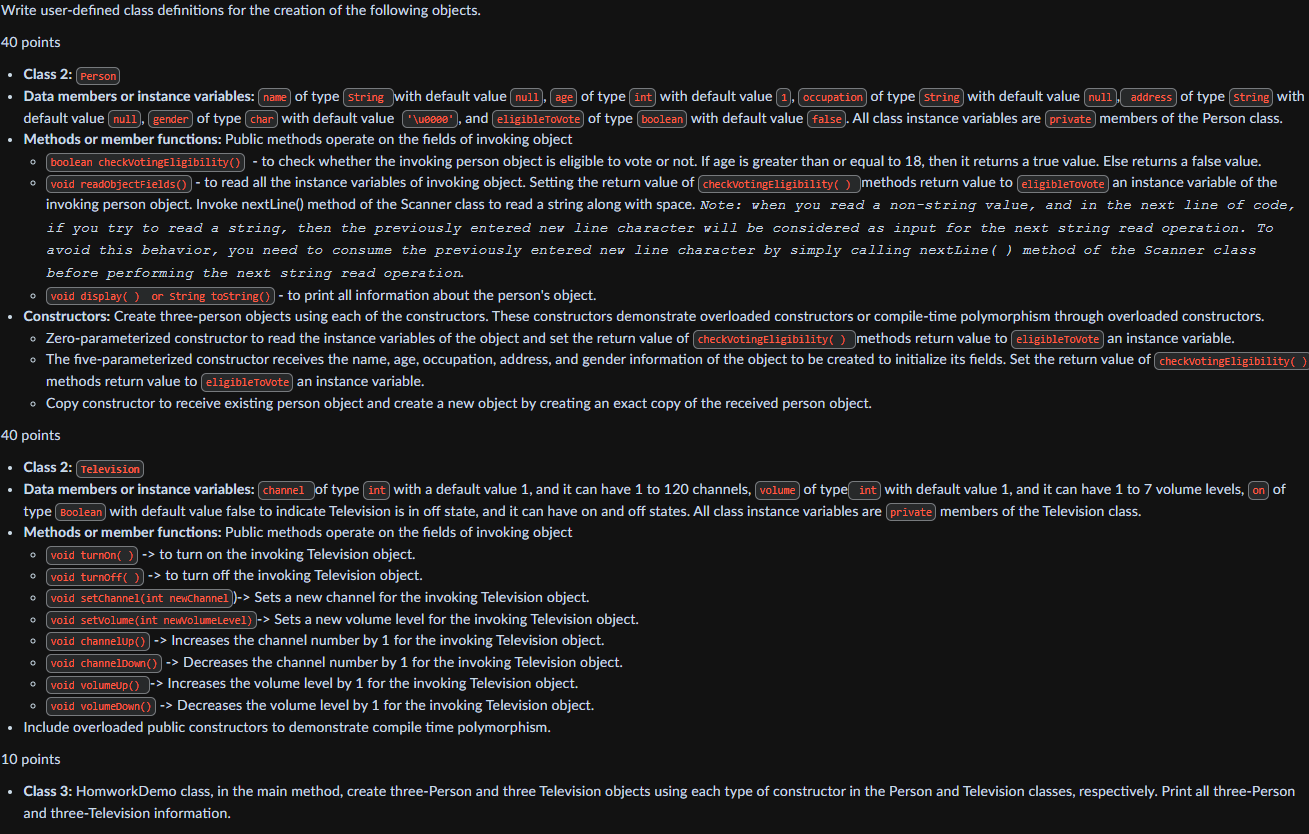 Solved Write user-defined class definitions for the creation | Chegg.com