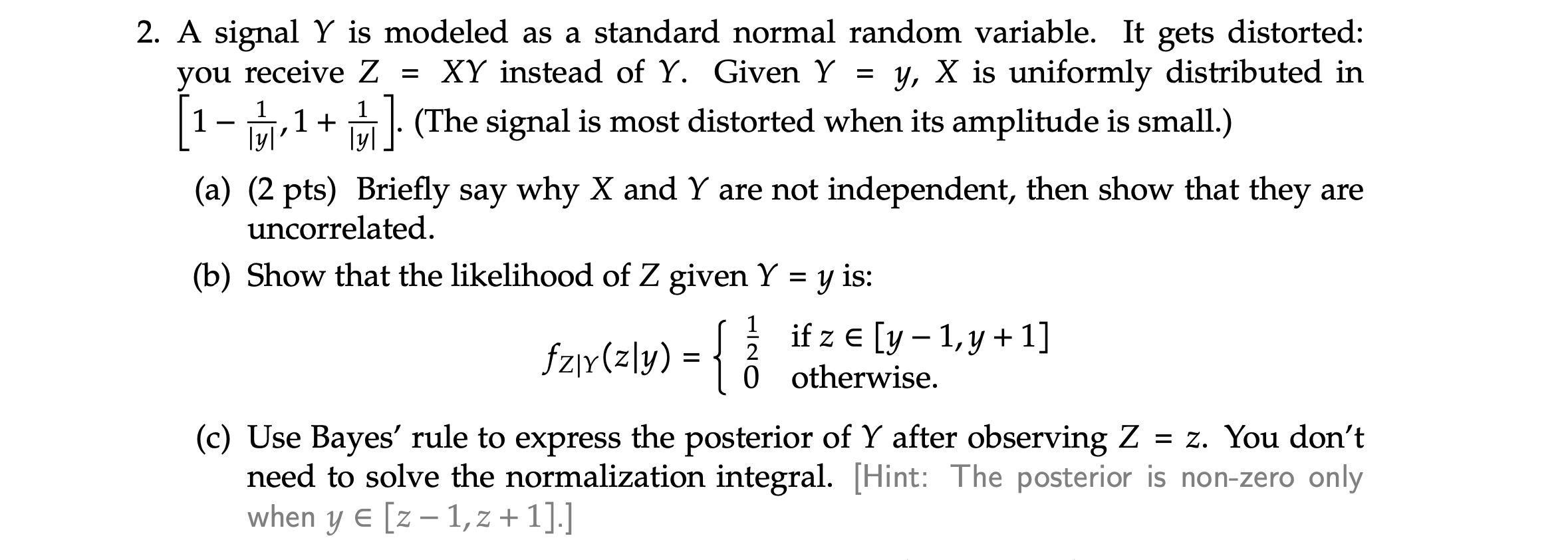 2. A signal Y is modeled as a standard normal random | Chegg.com