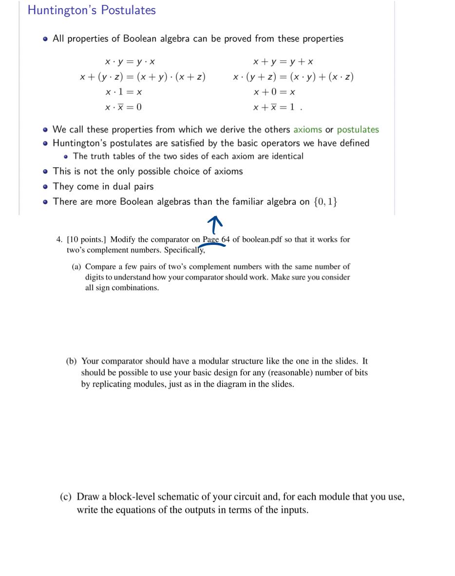 page 64 is the top with Huntington's Postulates, | Chegg.com