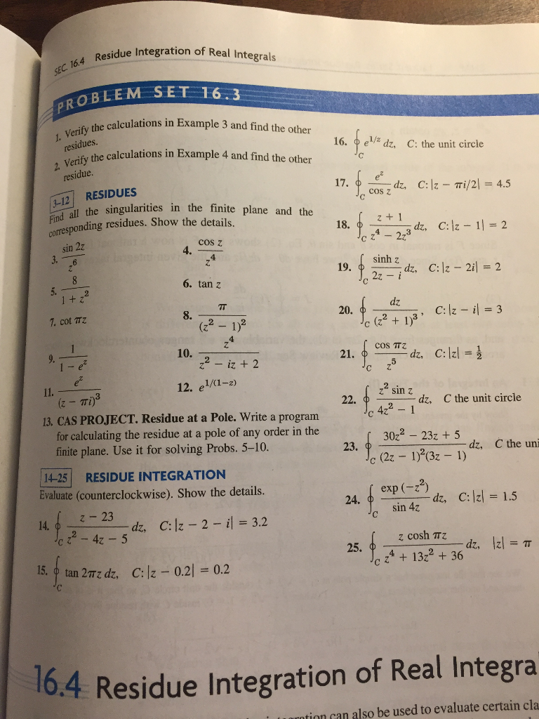 Solved SEC 16.4 Residue Integration of Real Integrals | Chegg.com