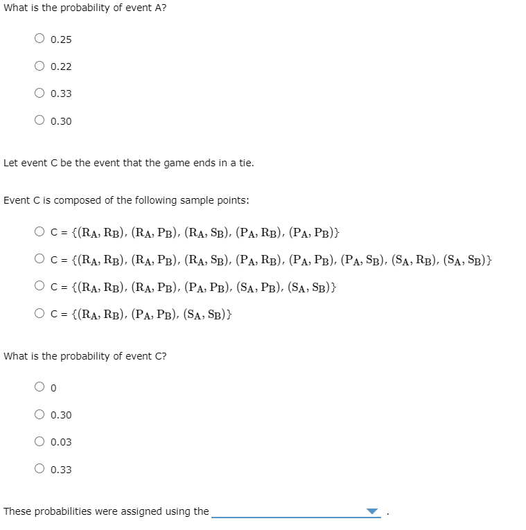Solved 2. Assigning probability to events - | Chegg.com