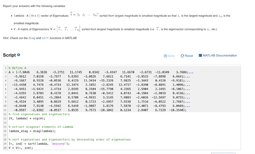Report your answers with the following variables: - | Chegg.com