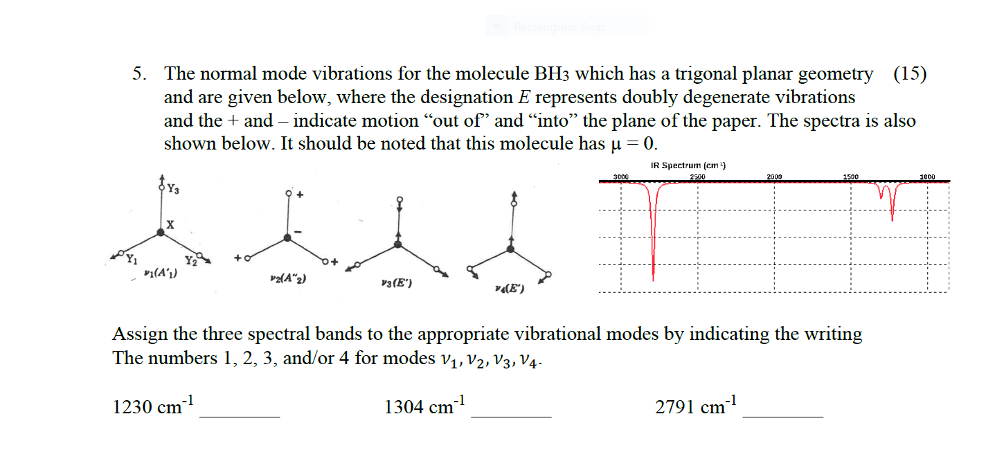 Solved 5. The normal mode vibrations for the molecule BH3 | Chegg.com