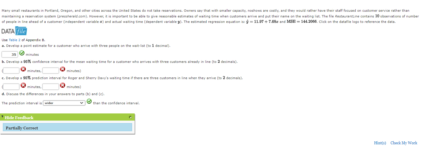 Solved Hint(s) Check My Work DATA file Use Table 2 of | Chegg.com