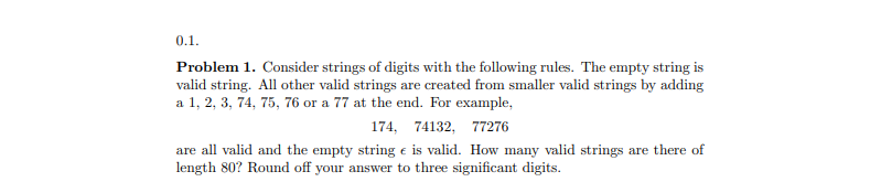 Solved 0.1. Problem 1. Consider strings of digits with the | Chegg.com