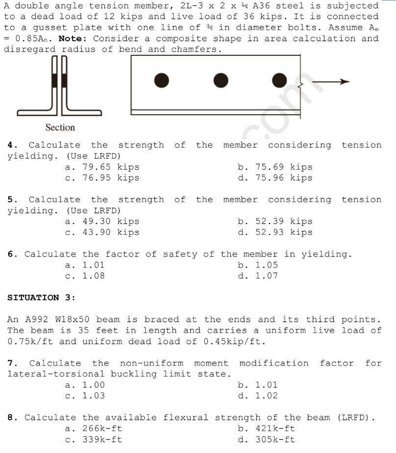 Solved A double angle tension member, 2 L−3×2×1/4 A36 steel | Chegg.com
