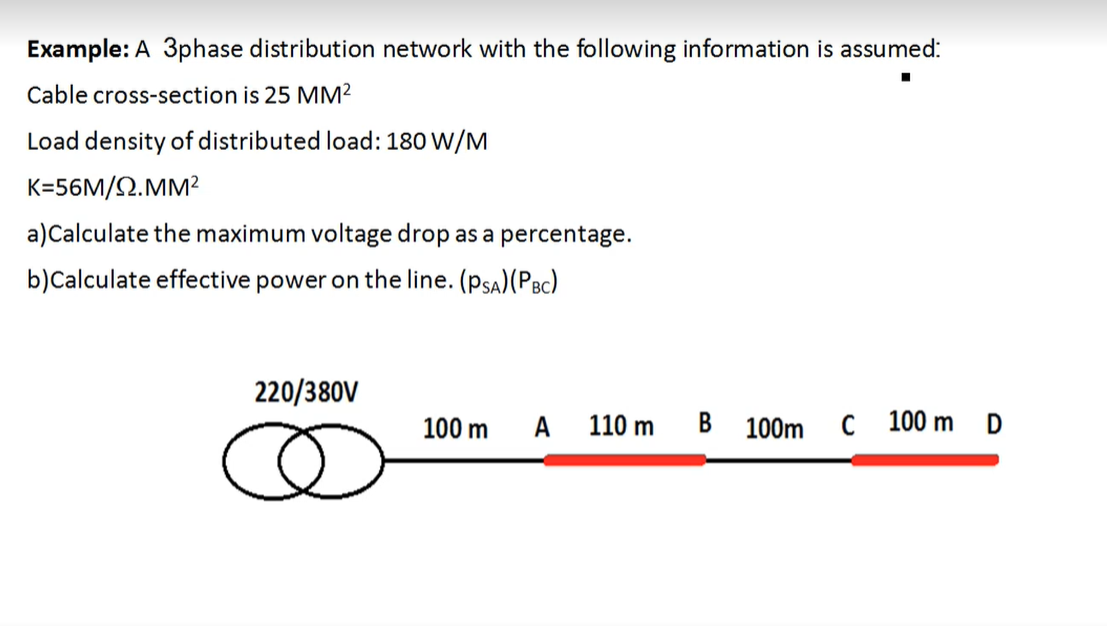 Solved Example: A 3phase distribution network with the | Chegg.com