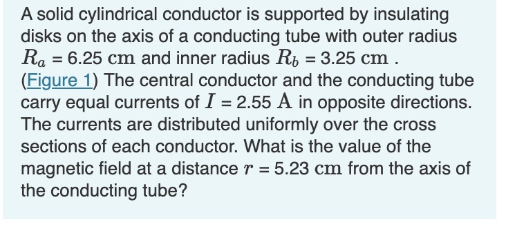 Solved A solid cylindrical conductor is supported by | Chegg.com