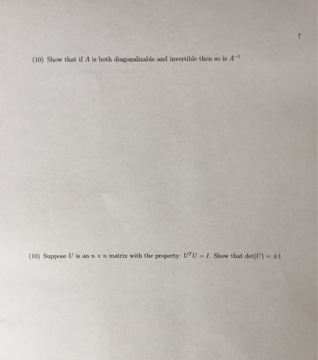 Solved (10) Show that if A is both diagonalizable and | Chegg.com