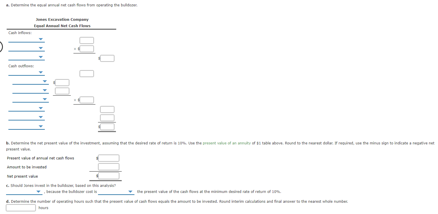 Solved a. Determine the equal annual net cash flows from | Chegg.com