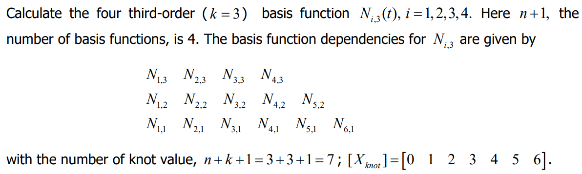 Solved Calculate the four third-order (k=3) basis function | Chegg.com