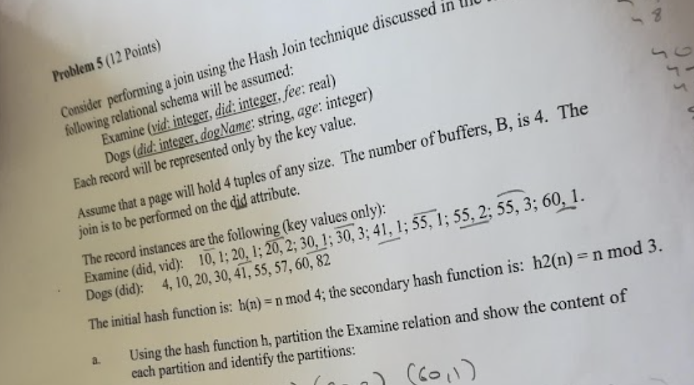 Problem 5 (12 points) Consider performing a join | Chegg.com