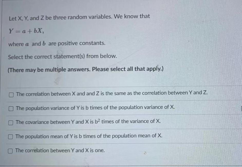 Solved Let X, Y, and Z be three random variables. We know | Chegg.com
