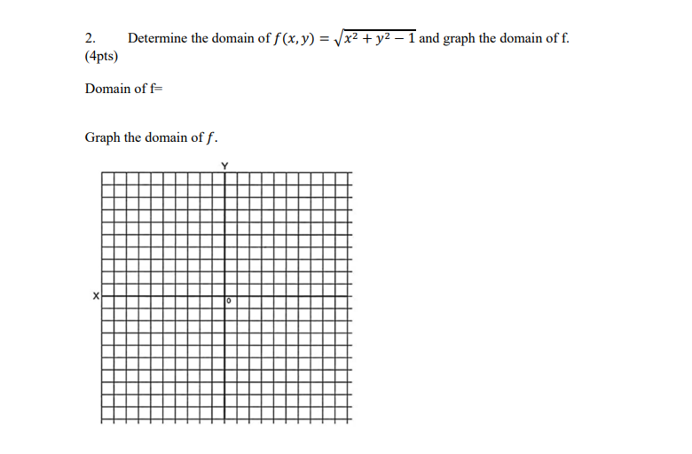 Solved 2. Determine the domain of f(x,y)=x2+y2−1 and graph | Chegg.com