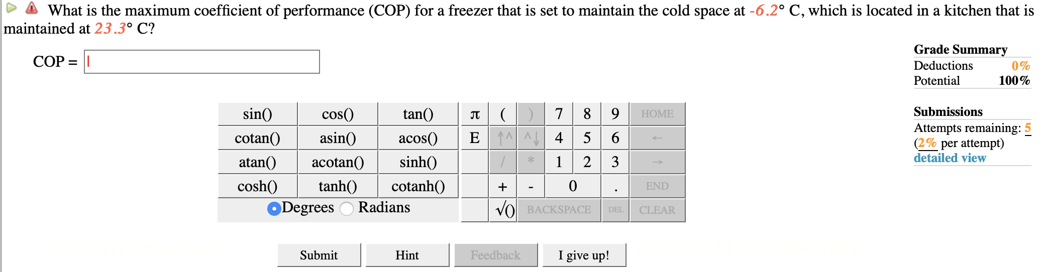 Solved What is the maximum coefficient of performance | Chegg.com