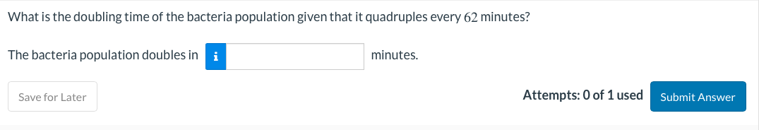 Solved What is the doubling time of the bacteria population | Chegg.com