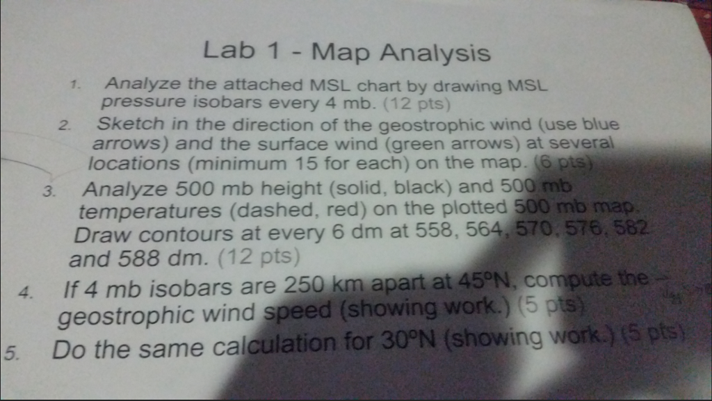 Lab 1 - Map Analysis Analyze the attached MSL chart | Chegg.com