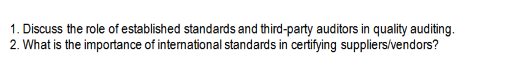 Solved 1. Discuss the role of established standards and | Chegg.com