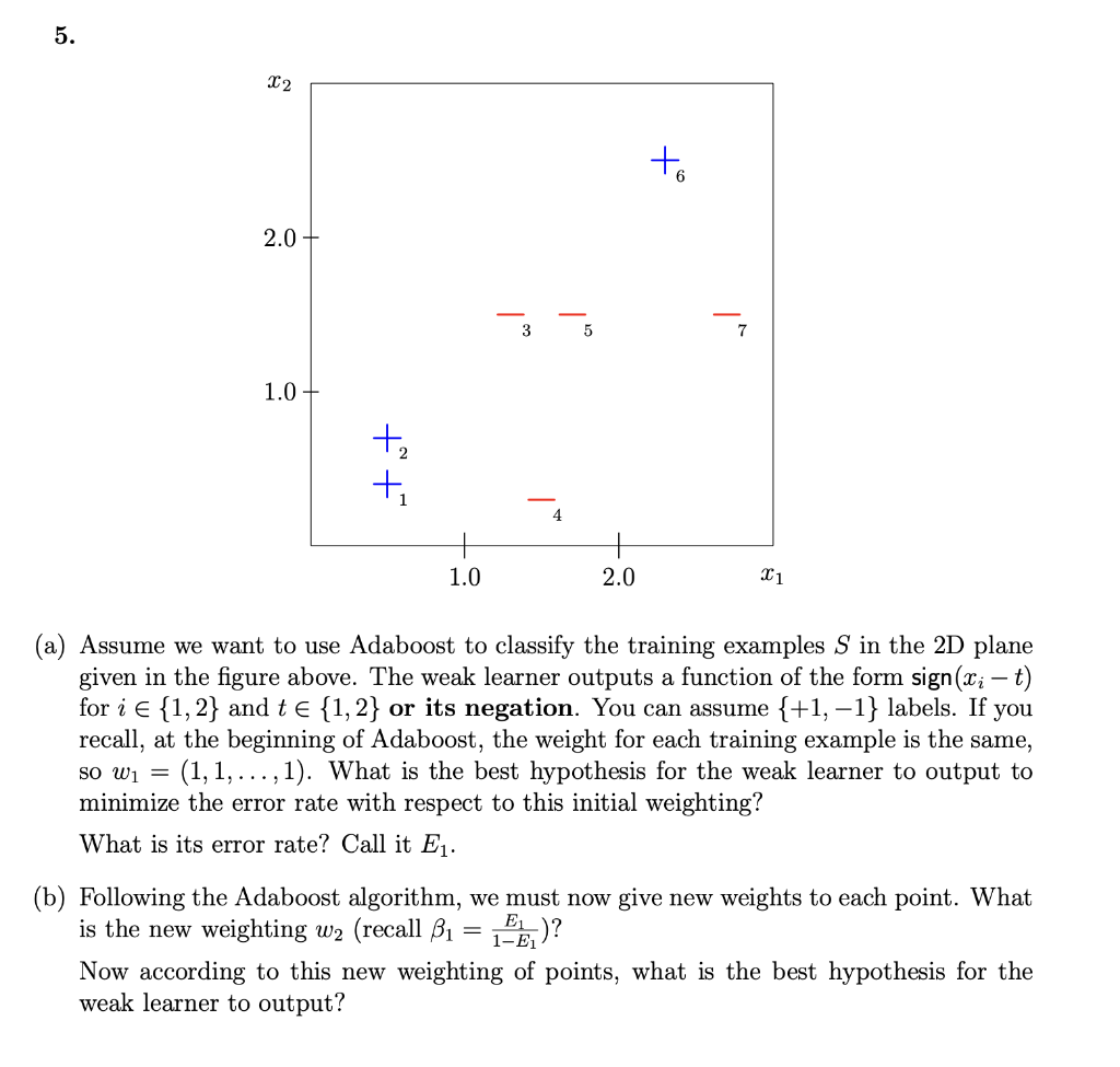Solved (a) Assume we want to use Adaboost to classify the | Chegg.com