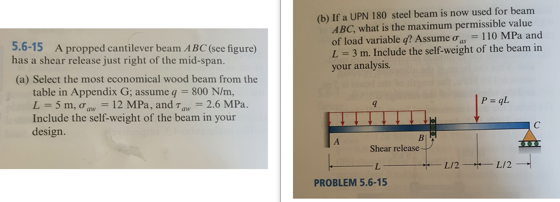 Solved (b) If a UPN 180 steel beam is now used for beam ABC, | Chegg.com