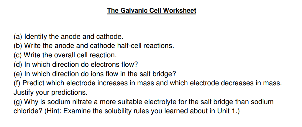 Solved (a) Identify the anode and cathode. (b) Write the | Chegg.com