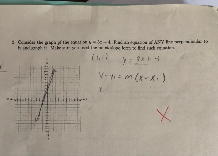Solved 2. Consider the graph pf the equation y = 3x + 4, | Chegg.com